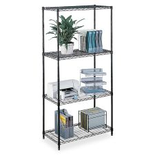 Safco Commercial Wire Steel Shelving Unit, 4 Shelves/4 Posts, Black ...