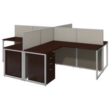 Bush Business Furniture Easy Office 60W 4-Person L-Desk Open Office ...