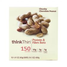 thinkThin High Protein Bars, Chunky Chocolate Peanut, 1.41 oz Bar, 10 ...