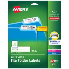 Avery TrueBlock Extra-Large Permanent Inkjet/Laser File Folder Labels ...