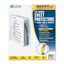 C-Line Top-Loading Sheet Protectors With Tab Inserts, 8 1/2" x 11", 8 ...