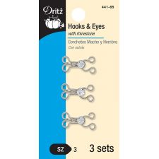 Dritz Hooks & Eyes W/Clear Rhinestones Size 3 3/Pkg | OfficeSupply.com