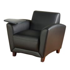 Lorell Accession Bonded Leather Reception Chair With Tablet Arm, Black ...