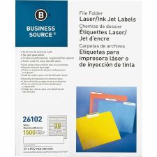 Business Source Laser/Inkjet File Folder Labels - 21/32" Width x 3 7/16 ...