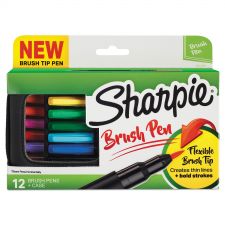 Sharpie Brush Tip Pens, Fine, Assorted Colors, Dozen | OfficeSupply.com