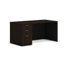 HON Mod Single Pedestal Desk Bundle, 60" x 30" x 29", Java Oak ...