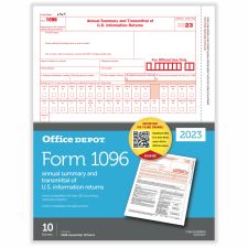1096 Laser Tax Forms, 1-Part, 8-1/2" x 11", Pack Of 10 Forms ...