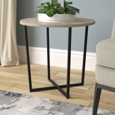 Pivetta 22" Wide Round Side Table with MDF Top in Blackened Bronze ...