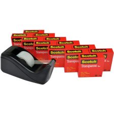 Scotch Transparent Tape with Dispenser, 3/4 in. x 1000 in., 12 Tape ...