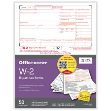 W-2 Laser Tax Forms, 6-Part, 2-Up, 8-1/2" x 11", Pack Of 50 Form Sets ...