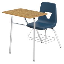 Lorell Classroom Student Combo Desk, Rectangular-Top, Navy/Medium Oak ...