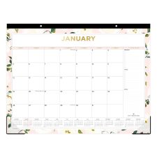 Blue Sky Day Designer Coming Up Roses Monthly Desk Pad Calendar, Floral ...