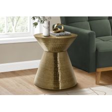 Accent Table, Drum, Side, End, Nightstand, Lamp, Living Room, Bedroom, Gold Metal, Contemporary ...