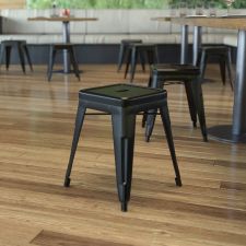 Kai 18" Table Height Stool, Stackable Backless Metal Indoor Dining ...