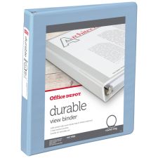 3-Ring Durable View Binder, 1" Round Rings, Baby Blue | OfficeSupply.com
