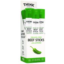Think Jerky Jalapeno 100% Grass-Fed Beef Sticks, 1 oz Individually ...