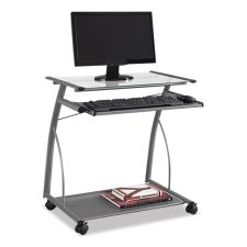 Easy 2 Go Metal and Glass Computer Desk Cart, 26.5" x 19.5" x 29.5 ...