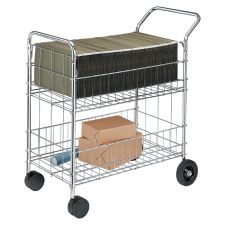 Fellowes Chrome Mail Cart, 150 Lb. Capacity | OfficeSupply.com