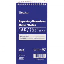 Blueline Reporter Spiral Notebook, 4" x 8", 160 Sheets, White ...