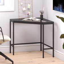 Alexis 42" Wide Pentagon Corner Desk in Blackened Bronze | OfficeSupply.com