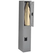 Tennsco Double-Tier Locker, 1 Wide, 72"H x 12"W x 18"D, Medium Gray ...