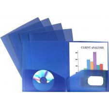 Storex Thicker Poly Blue Two Pocket Folders | OfficeSupply.com