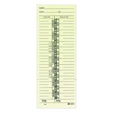 Adams Time Cards for Acroprint, Amano and Lathem Time Clocks, One Side ...
