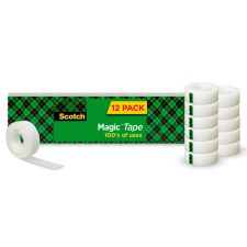 Scotch Magic Tape, Invisible, 3/4 in. x 1000 in., 12 Tape Rolls, Clear ...