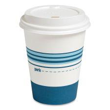 Perk Paper Hot Cup and Plastic Dome Lid Combo, 12 oz, White/Blue, 50 ...