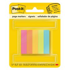 Post-it Notes Page Markers, 1/2" x 2", Electric Glow Colors, 100 Per ...