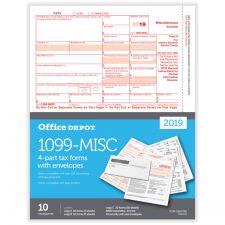 1099-MISC Laser Tax Forms And Envelopes, 2019 Tax Year, 4-Part, 8-1/2 ...