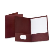 Oxford Linen Twin-Pocket Folders, 8 1/2" x 11", Burgundy, Pack Of 25 ...