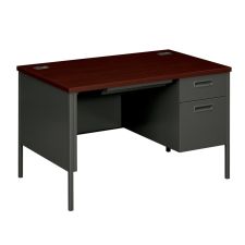 HON Metro Classic 48"W Single-Pedestal Computer Desk, Mahogany/Charcoal ...