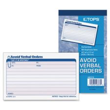 TOPS Avoid Verbal Orders Book - 50 Sheet(s) - 2 PartCarbonless Copy - 4 ...