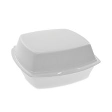 Pactiv Evergreen Foam Hinged Lid Container, Single Tab Lock, 6.38 x 6.38 x 3, White, 500/Carton ...