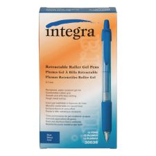 Integra Retractable Gel Pens, Medium Point, 0.7 mm, Blue Barrel, Blue ...