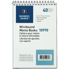 Business Source Wirebound Memo Books - 40 Sheet(s) - Wire Bound - 4" x ...