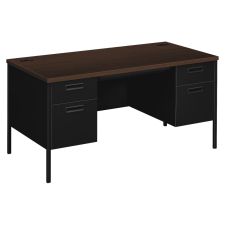 HON Metro 60"W Classic Double-Pedestal Computer Desk, Mocha/Black ...