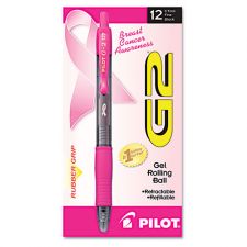 Pilot G2 Retractable Gel Pens, Fine Point, 0.7 mm, Pink Barrels, Black ...