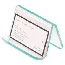 Lorell Acrylic Business Card Holder, 2"W x 3"D x 4"H, Clear/Green Edge ...