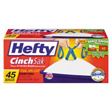 Hefty Cinch Sak Tall Kitchen Bags, White, 13 Gallons, Box Of 45 ...