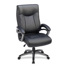 Lorell Ergonomic Bonded Leather High-Back Chair, Black/Gun Metal ...