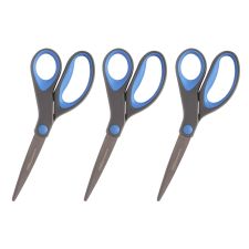 Titanium Coated Scissors, 8", Straight, Dark Gray/Blue, Pack Of 3 ...