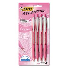BIC Atlantis Retractable Ballpoint Pen, Medium 1mm, Pink Ink, Pink ...