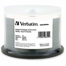 Verbatim DataLifePlus DVD+R Printable Disc Spindle, White, Pack Of 50 ...