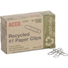 ACCO Paper Clips, 1000 Total, Silver, Recycled, 100 Per Box, Pack Of 10 ...