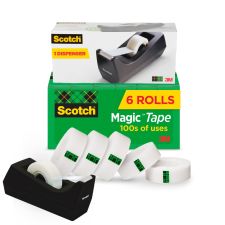 Scotch Magic Tape with Dispenser, Invisible, 3/4 in. x 1000 in., 6 Tape ...