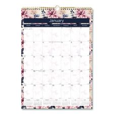 Blueline 12-Month Colorful Wall Calendar, Floral Artwork, 12 x 17 ...