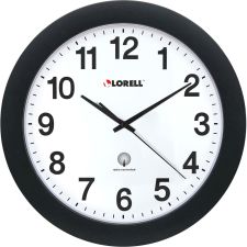 Lorell 12" Round Radio Controlled Wall Clock, Black | OfficeSupply.com