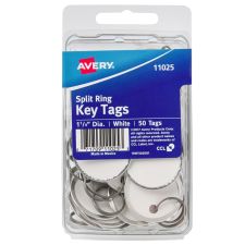 Avery 1-1/4" Metal Rim Key Tags, Split Ring, White, 50 Tags (11025 ...